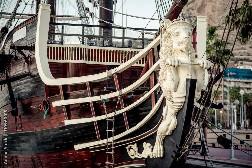 Ship "Santisima Trinidad" in the port of Alicante, Spain Stock Photo ...