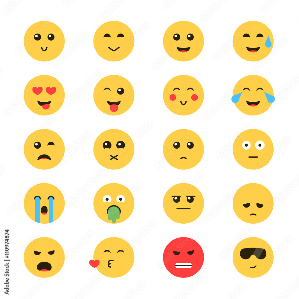 Vector emoticon. Emoticon set. Emoticon white background. Emoticon ...