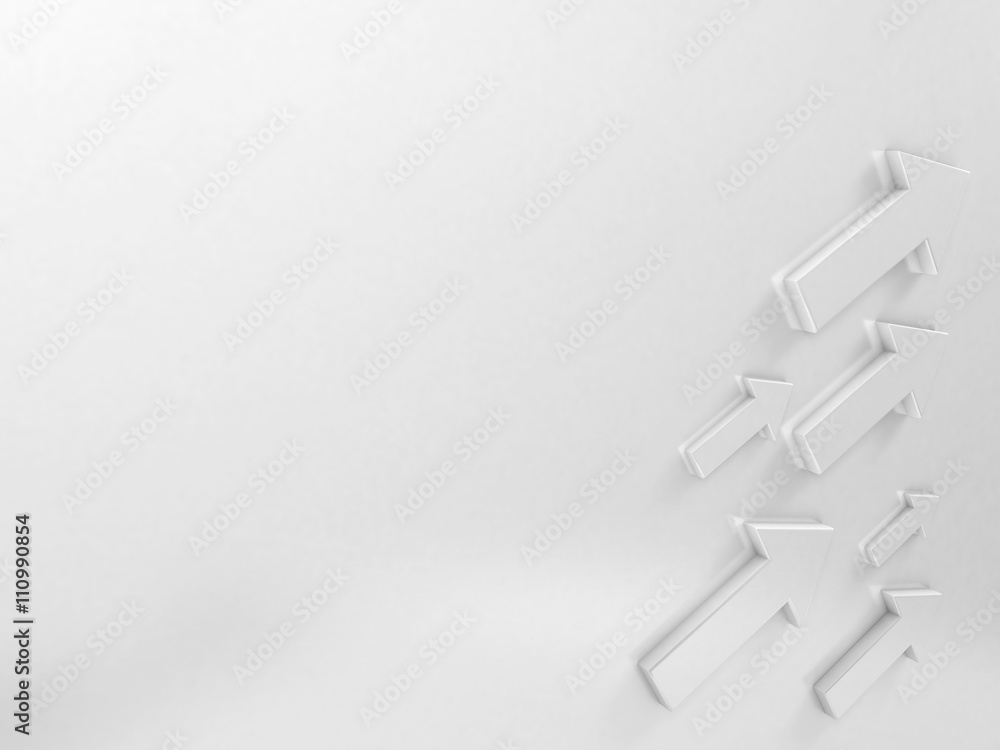3d illustration of the arrows. Arrow pointing up background. Increasing ...