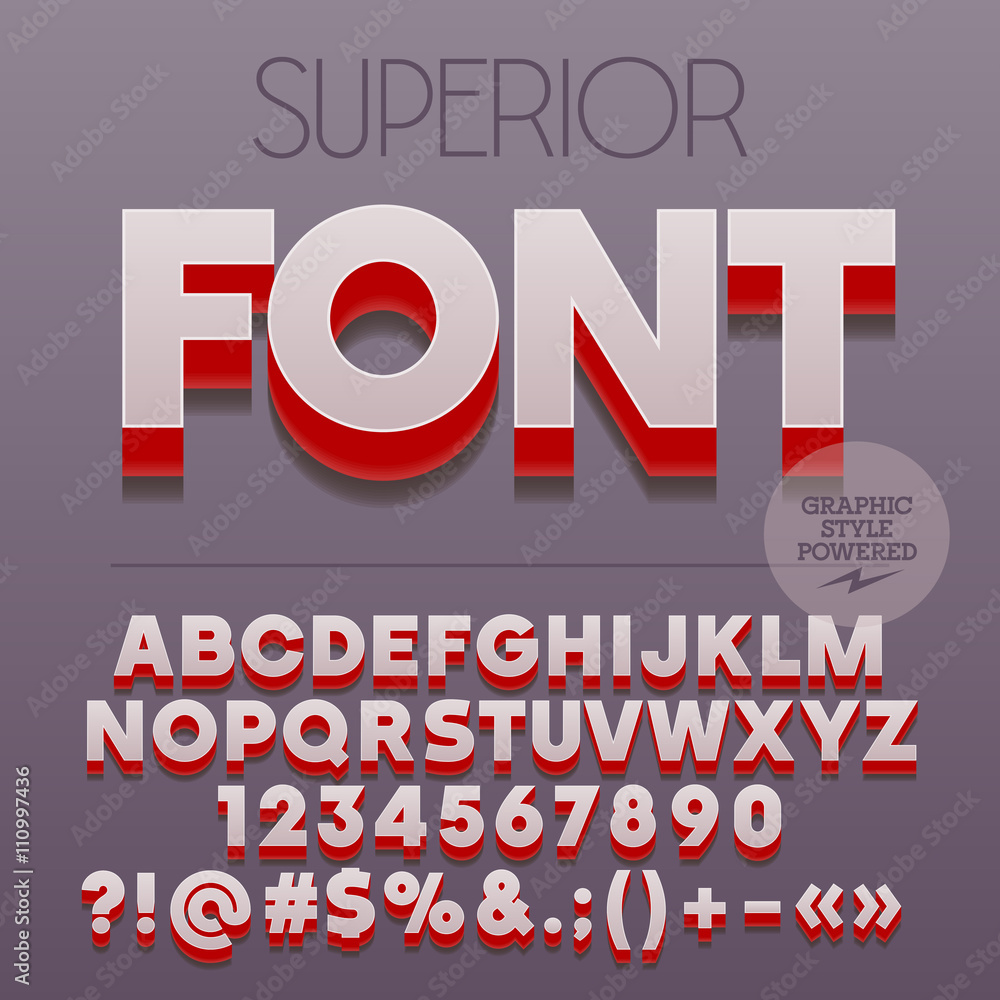 Modern styled 3D superior set of alphabet letters, numbers and ...