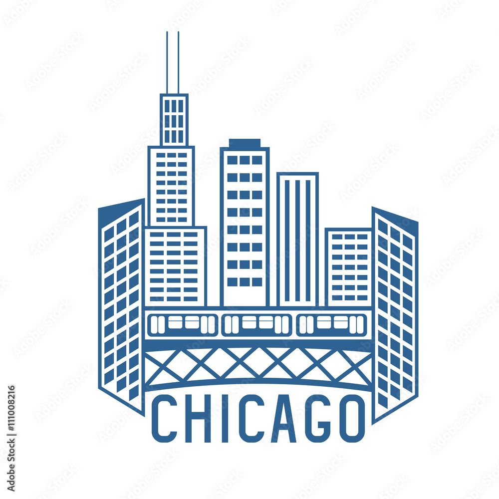 Chicago Illinois USA skyline vector design template Stock Vector ...