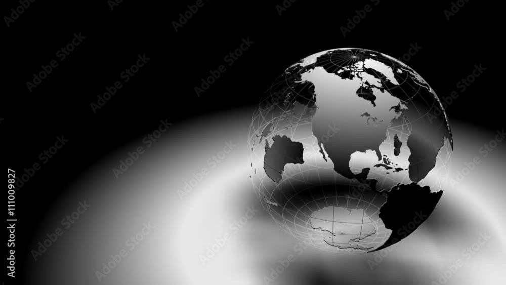 Video „Global 0706: A transparent black and white planet Earth rotates ...