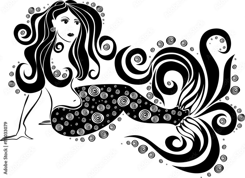 Vector image of a mermaid on an isolated background Stock Vector ...