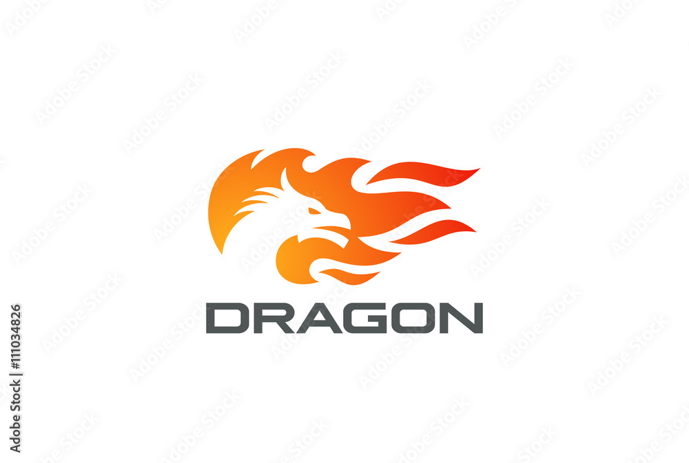 Dragon Fire Flame Logo vector Negative space Logotype icon Stock Vector ...