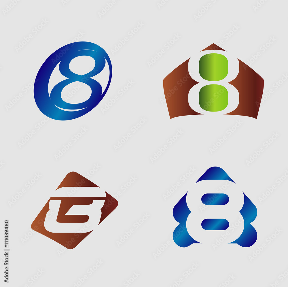 Number logo design.Number eight logo.Logo 8 vector template Stock ...