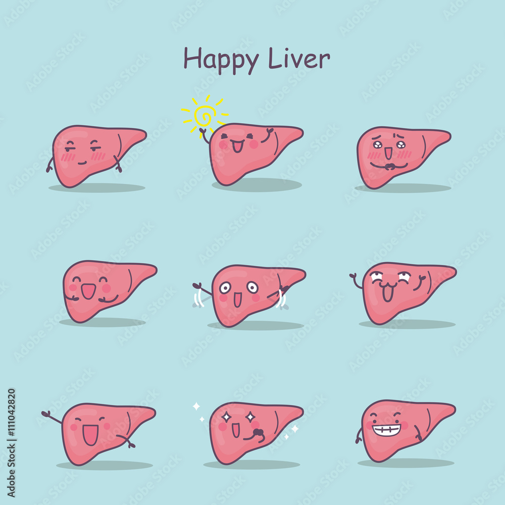 Happy cartoon liver set Stock Vector | Adobe Stock