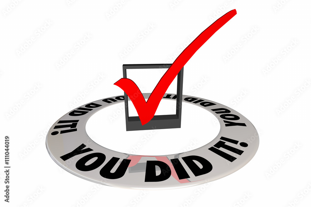 You Did It Check Mark Box Achievement Words 3d Illustration Stock ...