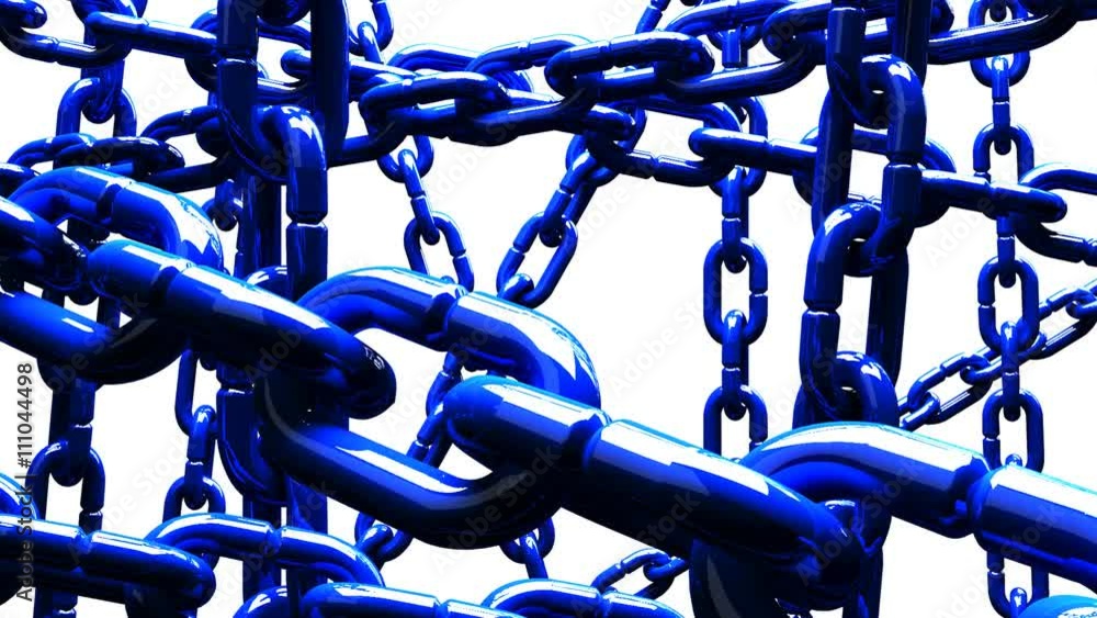Blue Chains Abstract On White Background. Abstract 3DCG render ...
