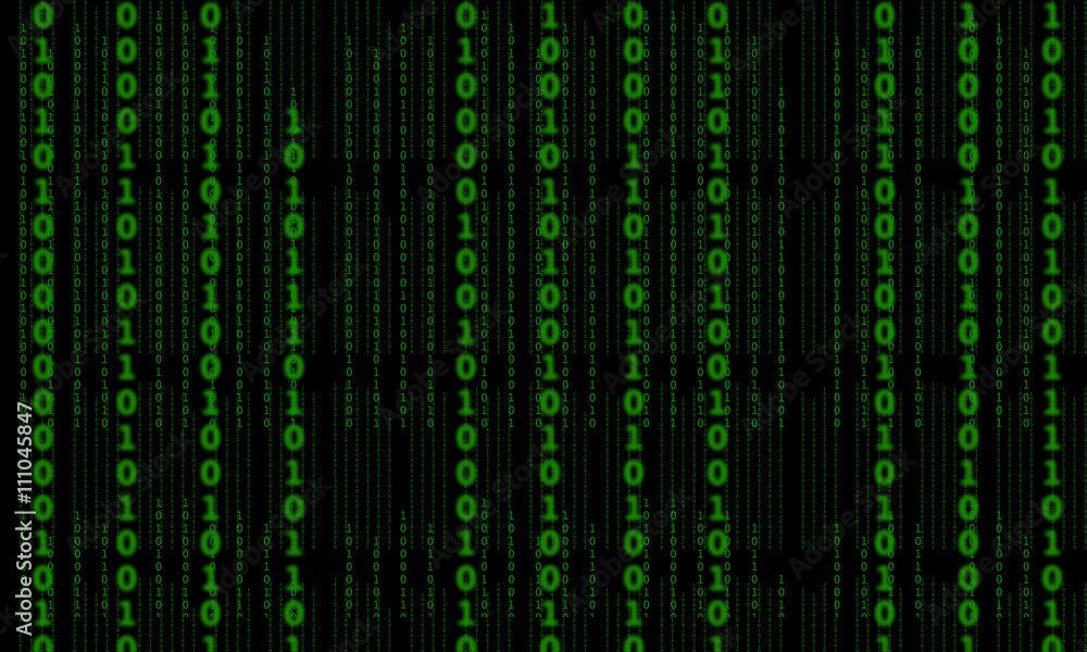 Matrix Binary Computer Background with Black Background and Green Text ...