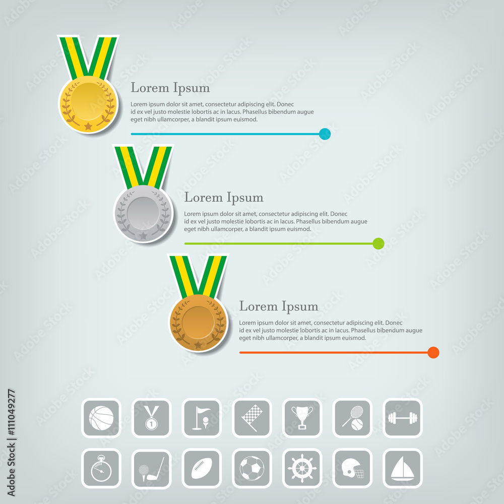 Sports medal and award concept. Champions or winners icons. Sport ...