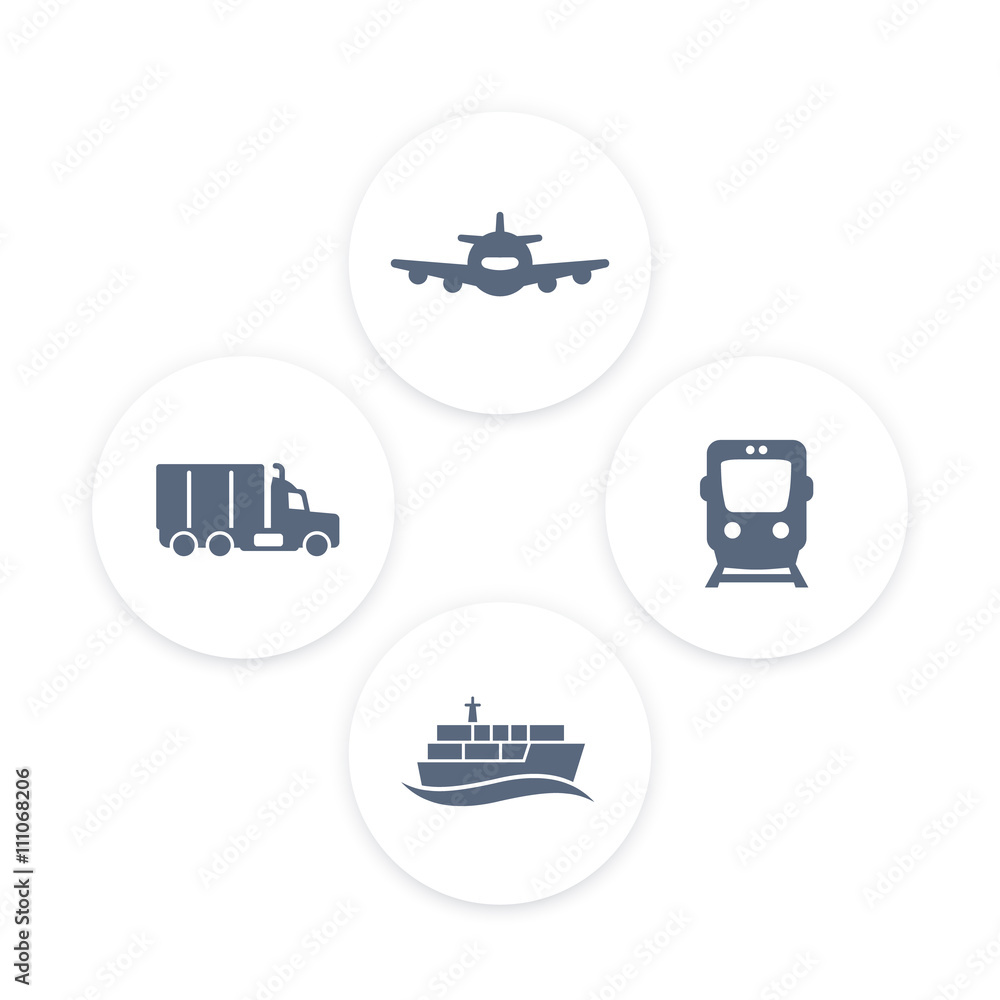 transportation industry icons, cargo train vector, maritime transport ...