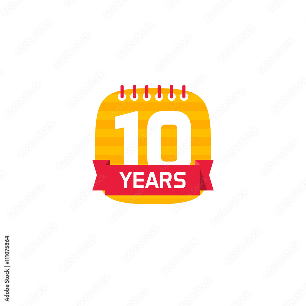 Vecteur Stock 10 anniversary calendar logo, number 1 one. 10th years ...
