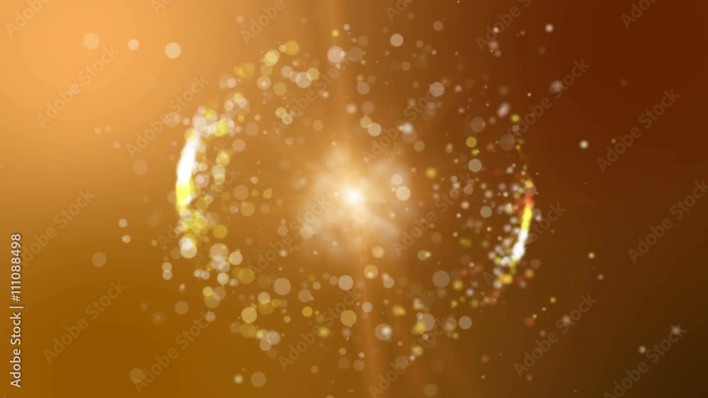 Abstract orange background intro with circular shape formed of small ...