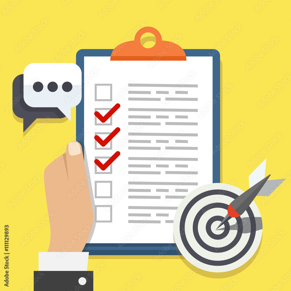 Vector flat illustration checklist Stock Vector | Adobe Stock