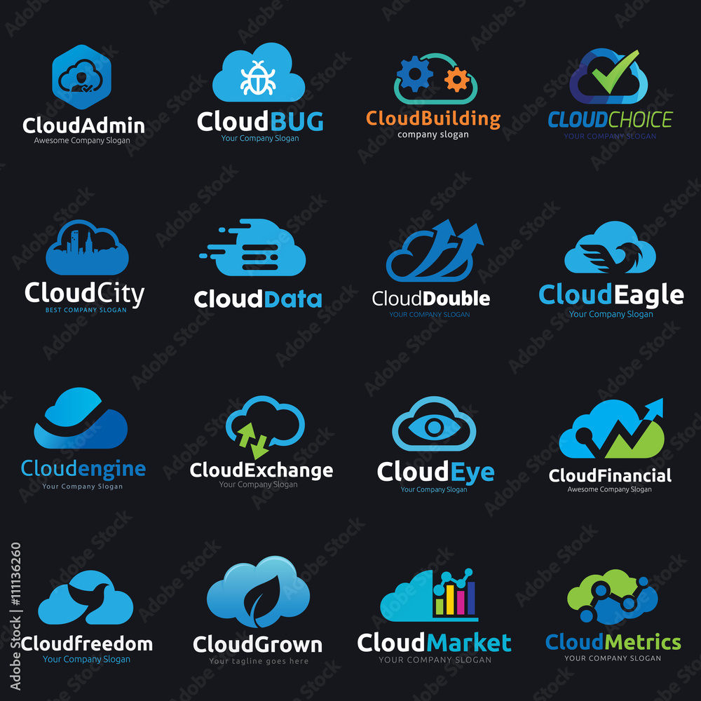 Cloud logo. logo set,logo collection,logo template,cloud logo,marketing ...