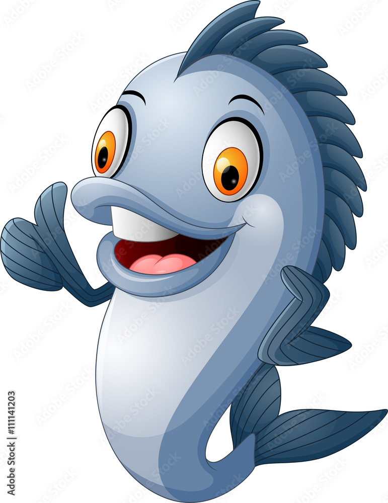 cartoon fish giving thumb up Stock Vector | Adobe Stock