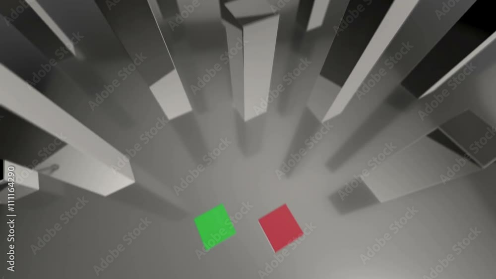 Seamless looping 3D animation of a green and red bars diagram up to 15% ...
