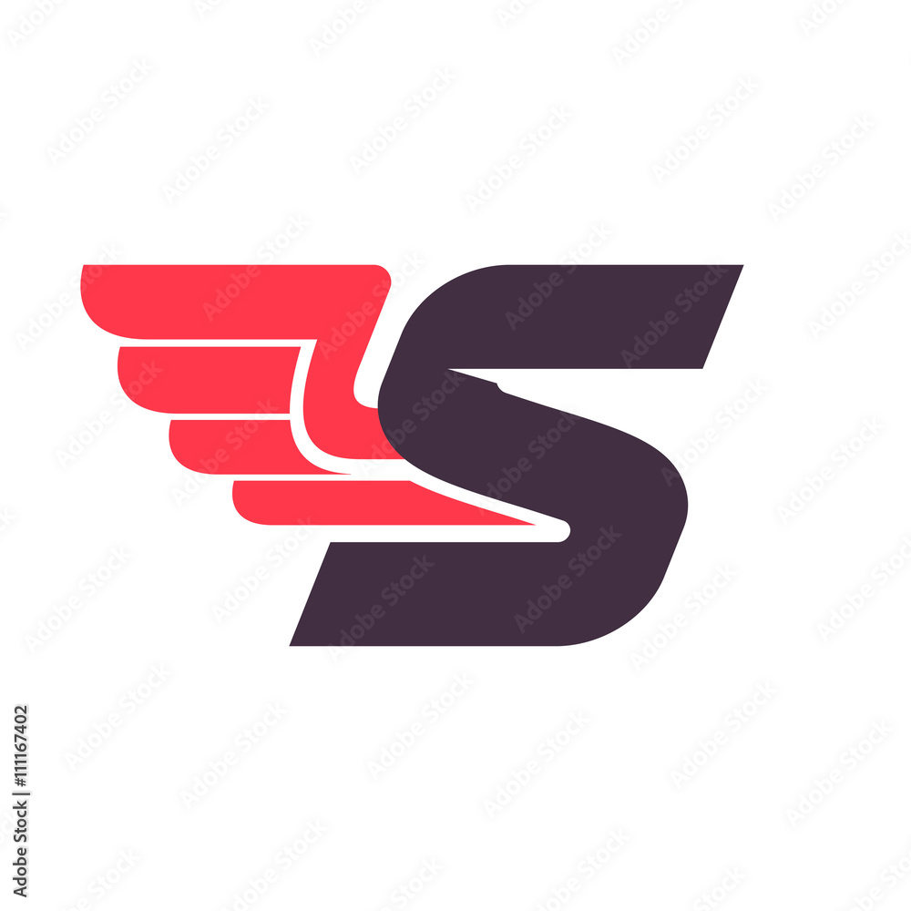 S letter with wing logo design template. Stock Vector | Adobe Stock