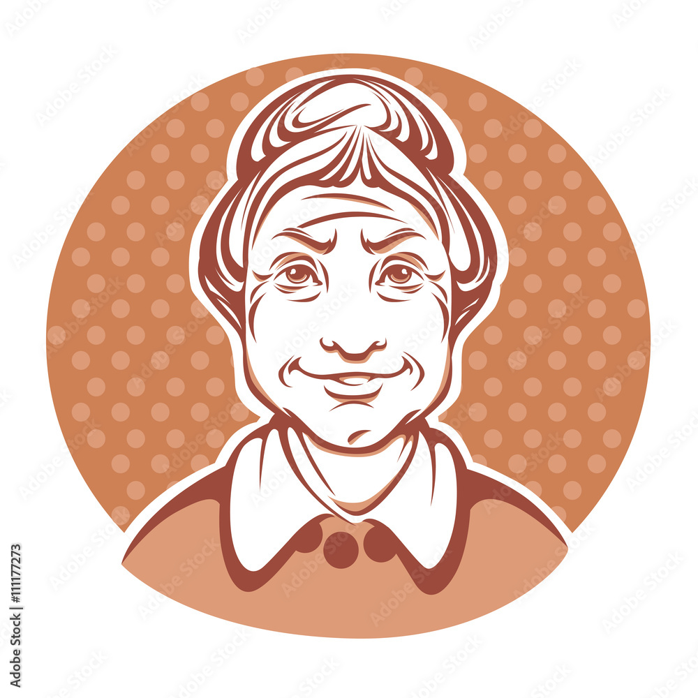 old lady, vector portrait of lovely grandmother Stock Vector | Adobe Stock