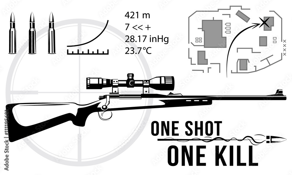 Set of firearms sniper rifles, tactical map Stock Vector | Adobe Stock