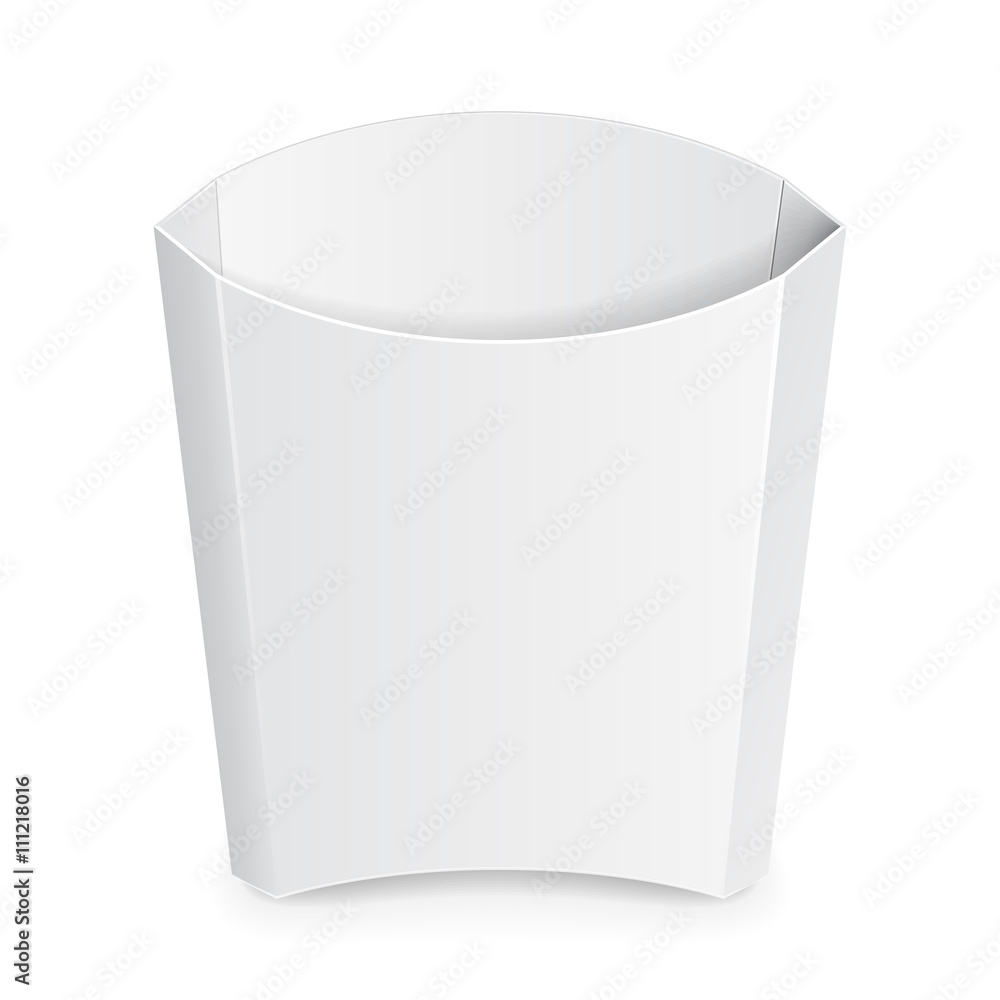 French Fries White Paper Box. Fast Food. Illustration Isolated On White ...
