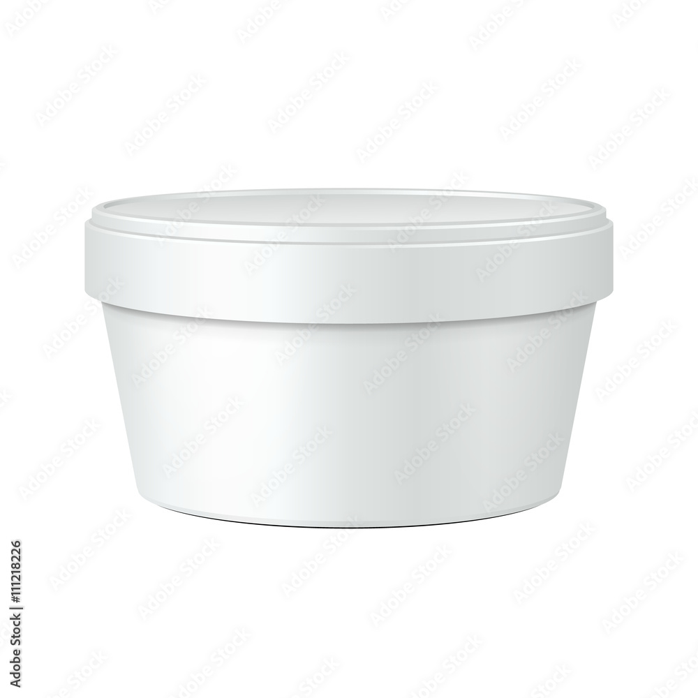 White Food Plastic Tub Bucket Container For Dessert, Yogurt, Ice Cream ...