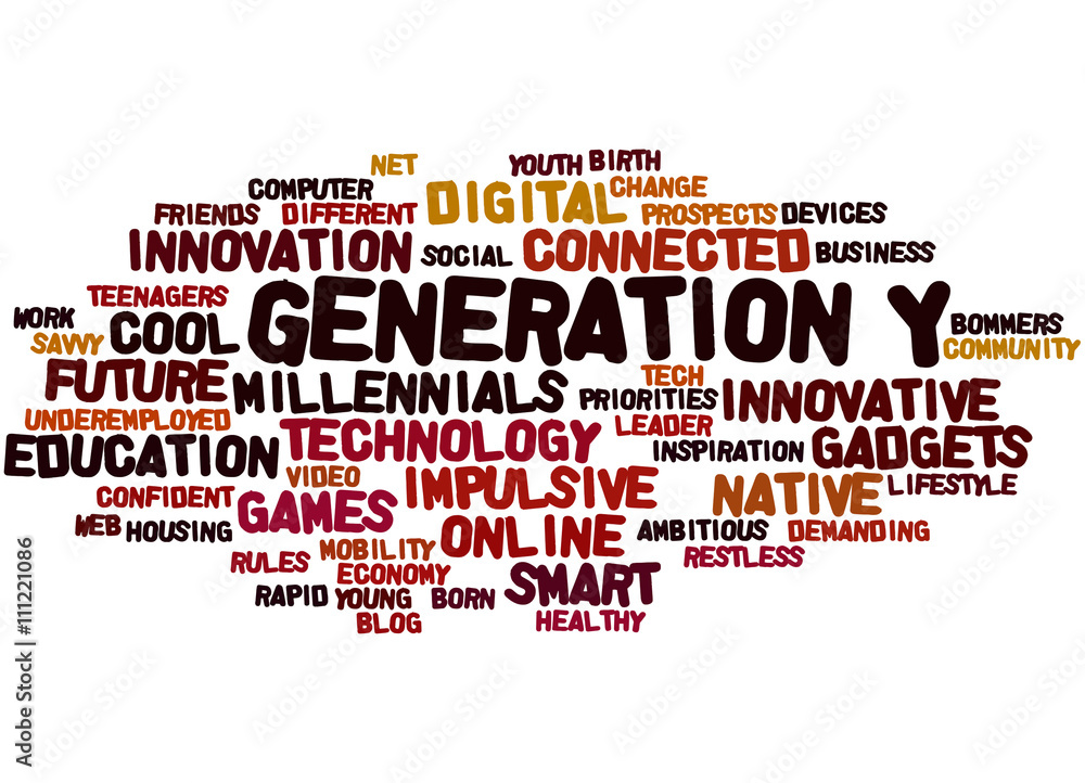 Generation Y, word cloud concept 3 Stock Illustration | Adobe Stock