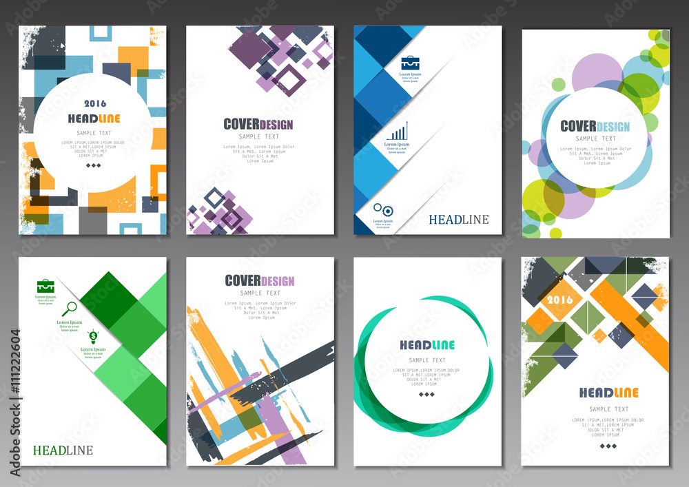 Cover Design Set - Vector Illustration, Graphic Design. Modern A4 Size ...