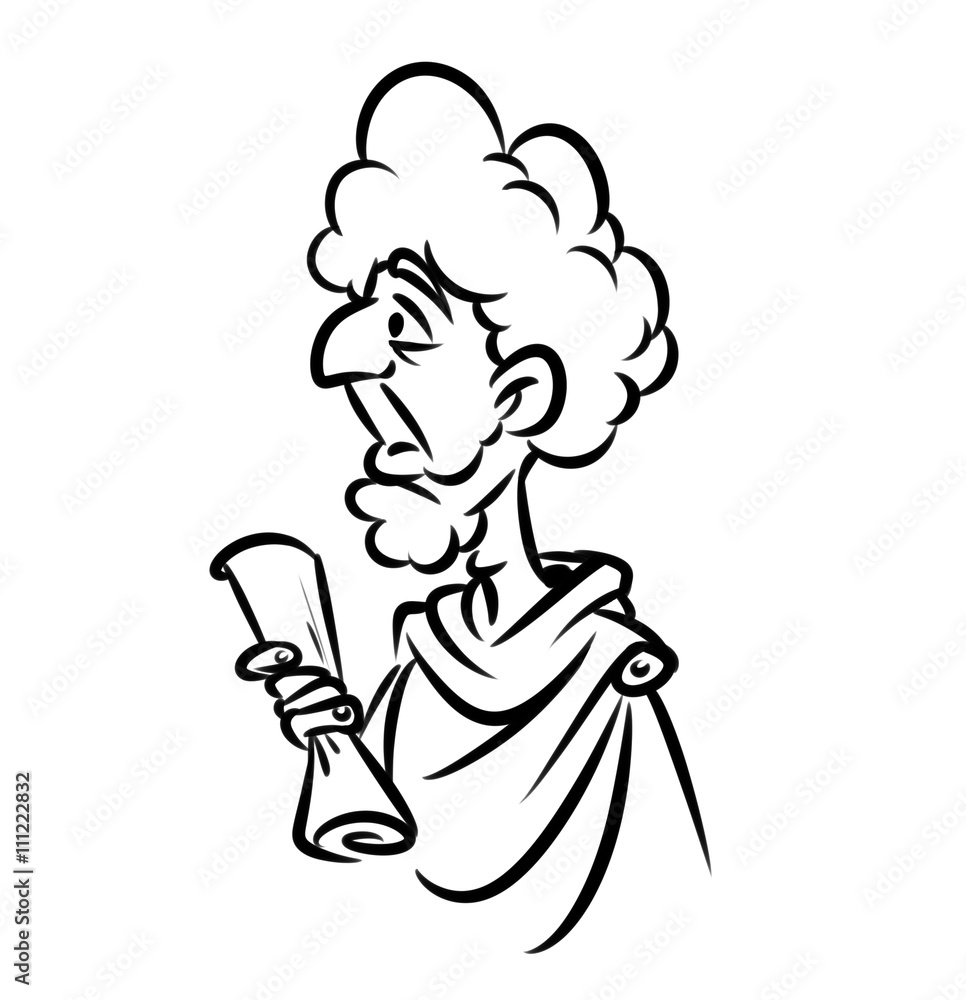 Poster Ancient Greek philosopher contour illustration isolated image ...