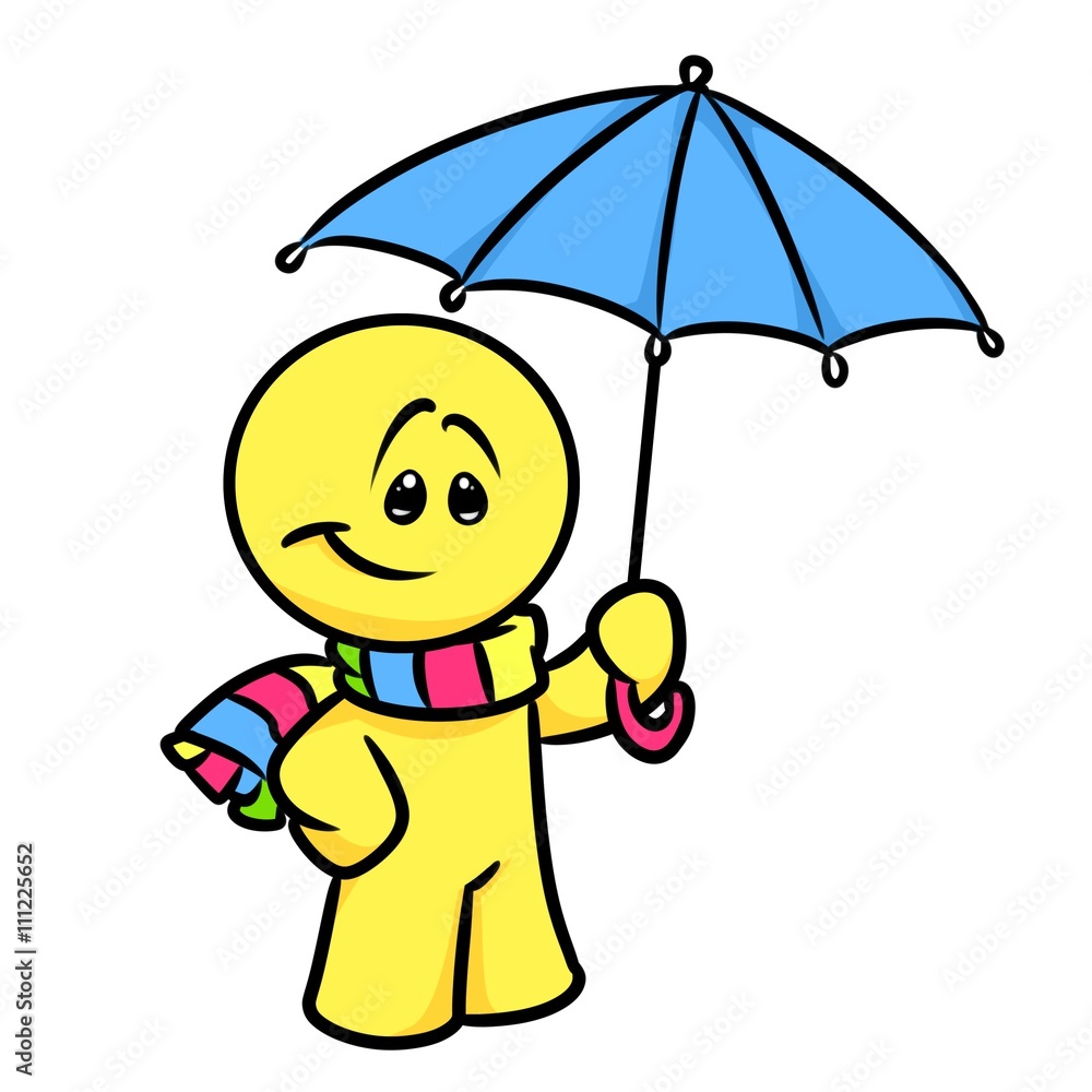 Smiley character umbrella cartoon illustration Stock Illustration ...
