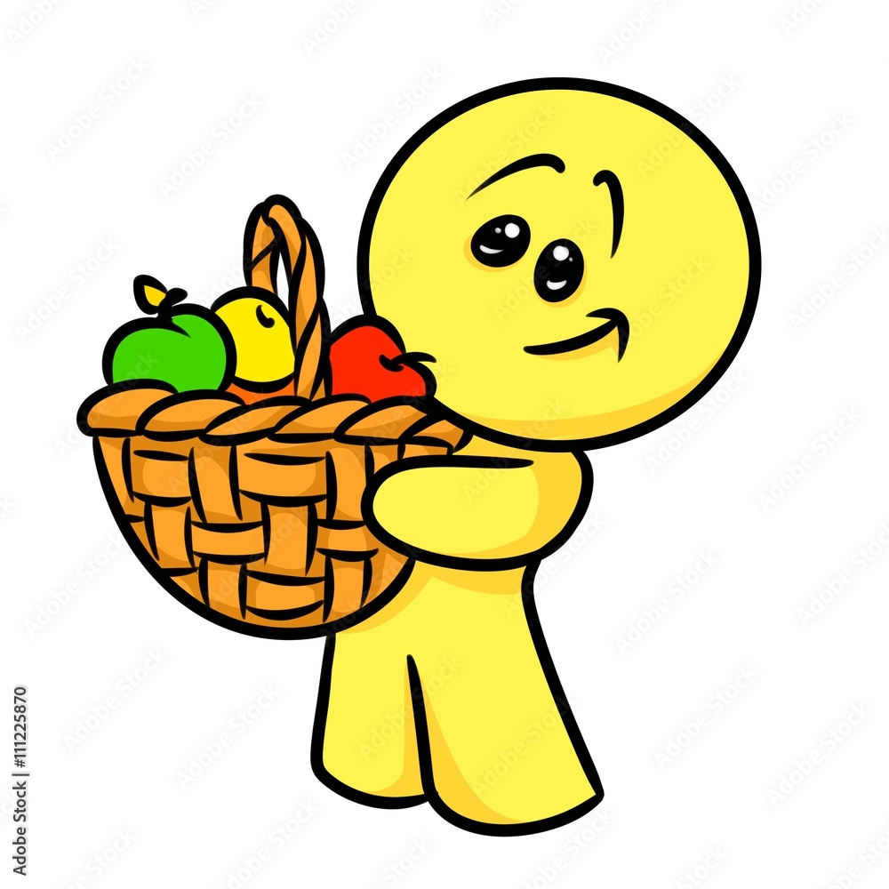 Smiley character fruit basket cartoon illustration isolated image Stock ...