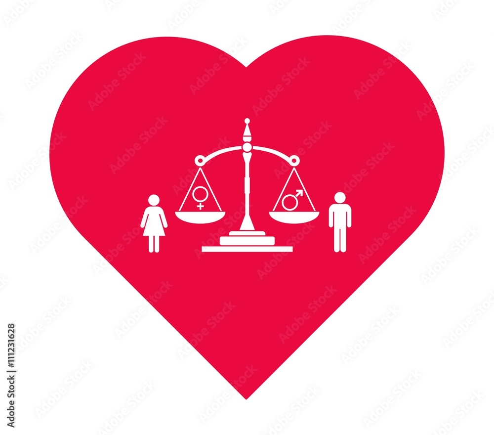 Egalité homme / femme dans un cœur Stock Illustration | Adobe Stock
