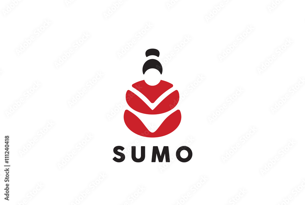 Vetor do Stock: Sumo wrestler Logo design Japanese cuisine sushi roll ...