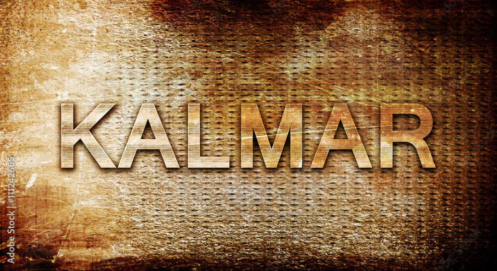 Kalmar, 3D rendering, text on a metal background Stock Illustration ...