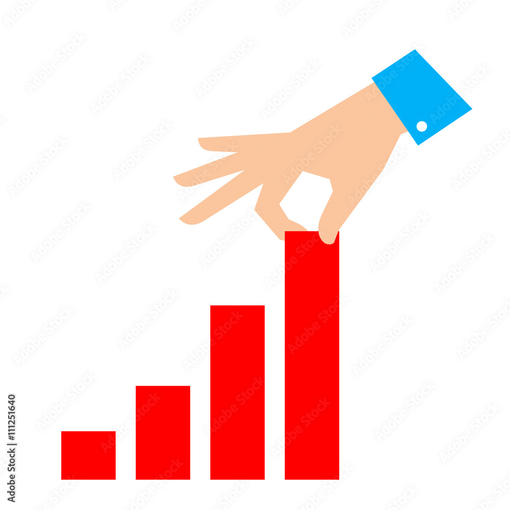 Improve business concept. Flat illustration of chart and hand ...
