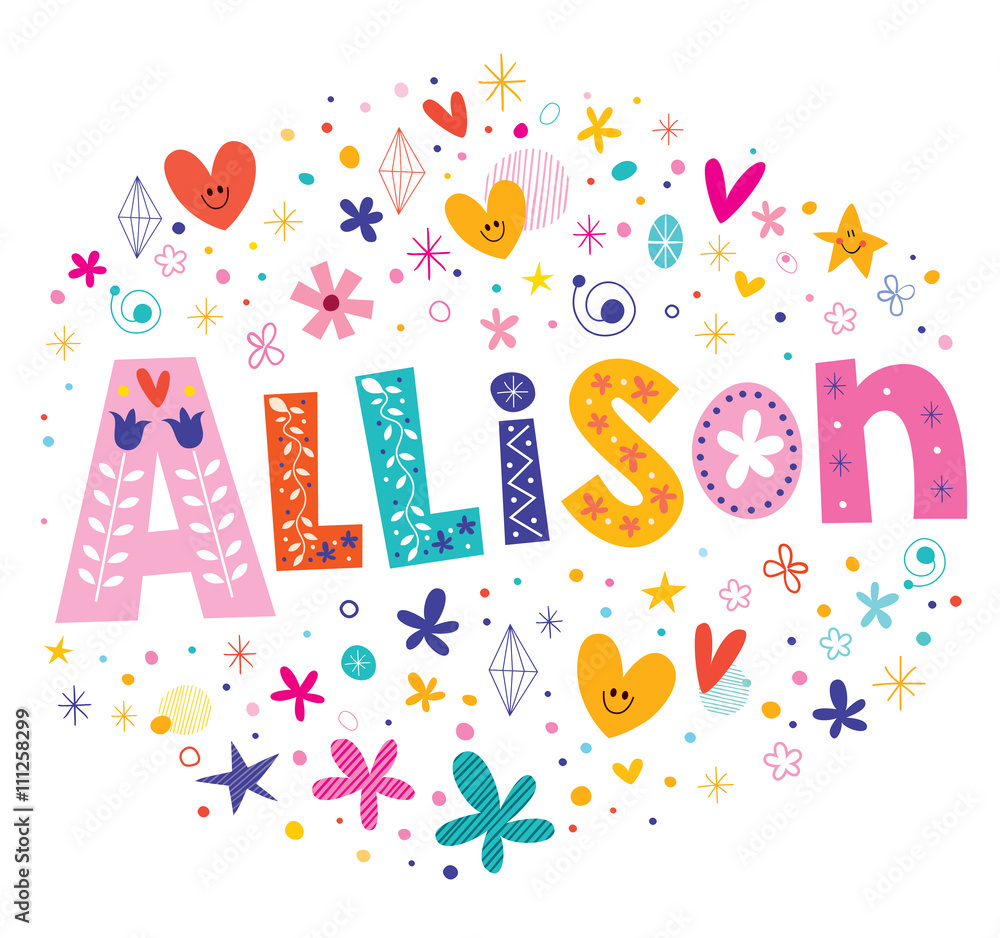 Allison girls name decorative lettering type design Stock Vector ...
