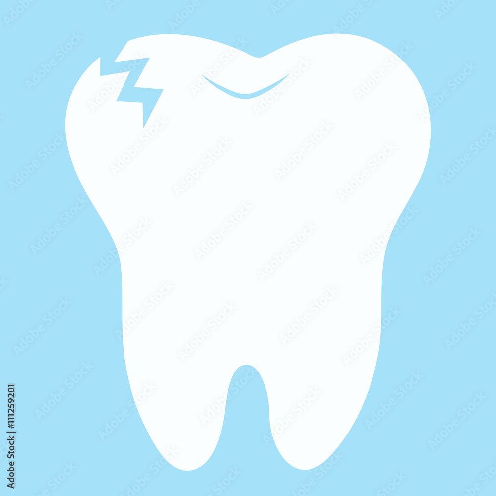 cartoon tooth decay, broken tooth, a blue background, teeth vector icon ...