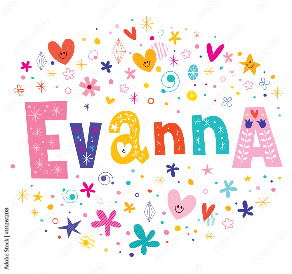 Evanna girls name decorative lettering type design Stock Vector | Adobe ...