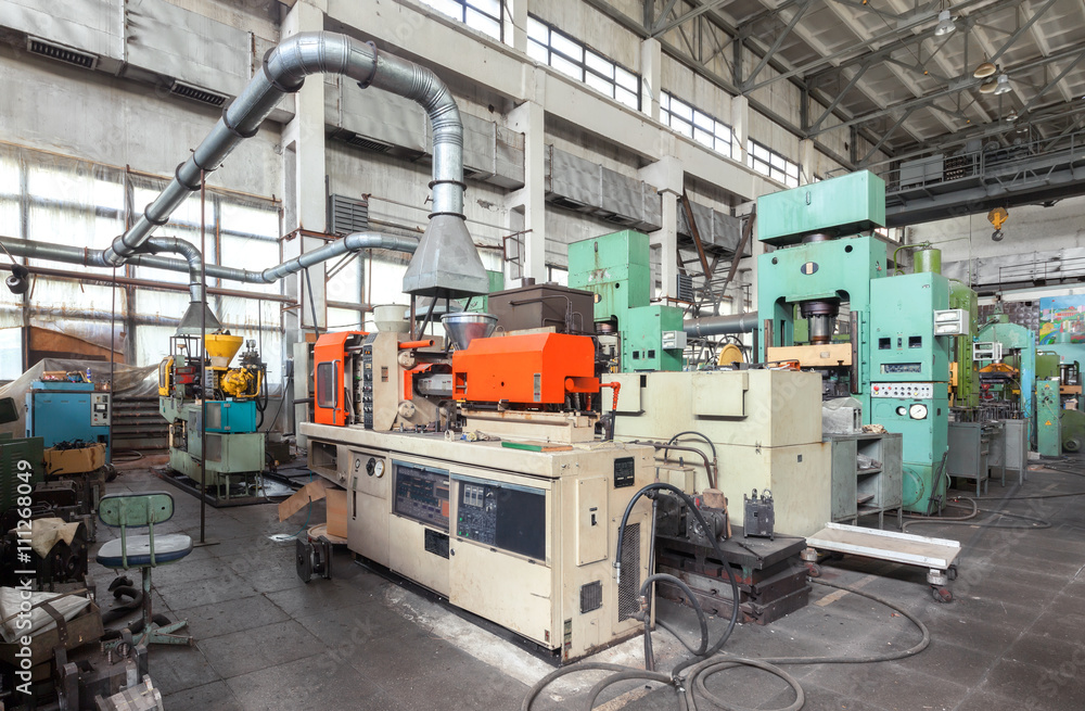 Machinery plant. Workshop for production of thermoplastic parts ...