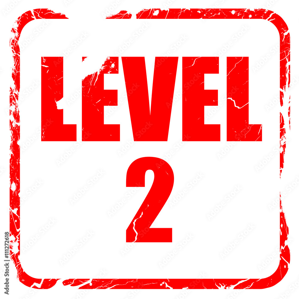 level 2, red rubber stamp with grunge edges ilustración de Stock ...