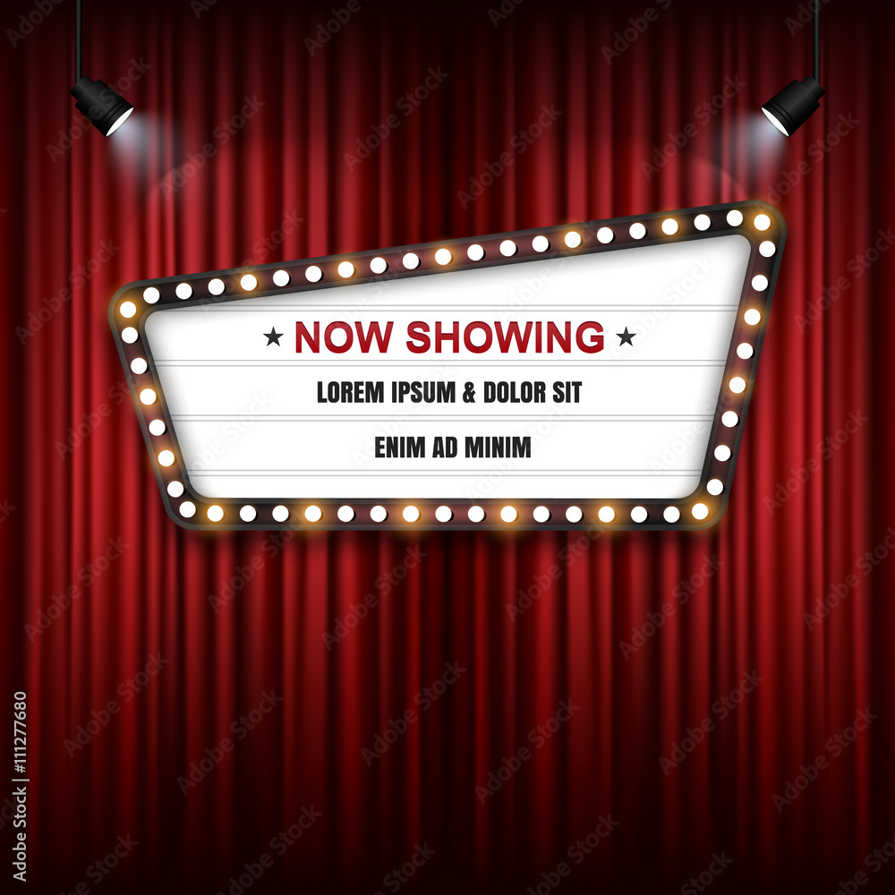 Showtime Sign, Theatre cinema Sign, Vector illustration. Stock ...