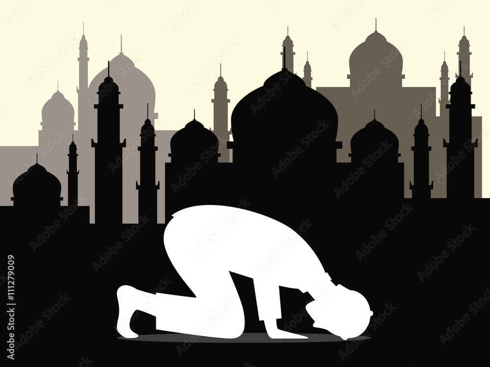 muslim moslem pray shalat salah sujud arabic vector graphic ...
