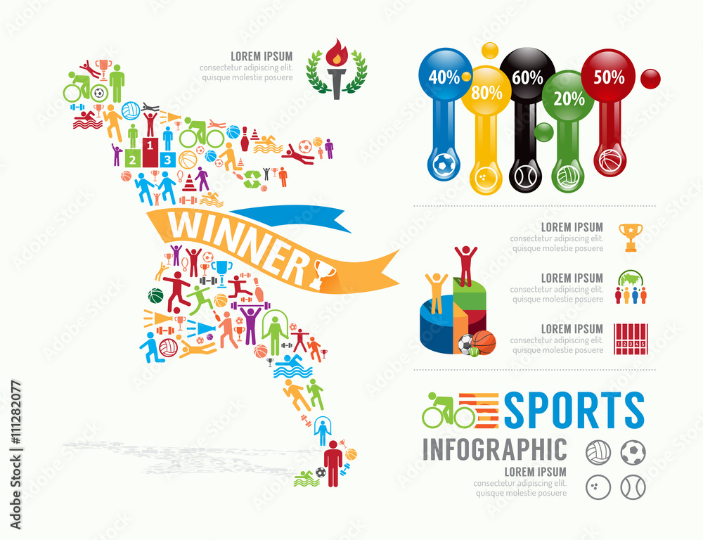Sports Template Design Infographic . concept vector illustration Stock ...