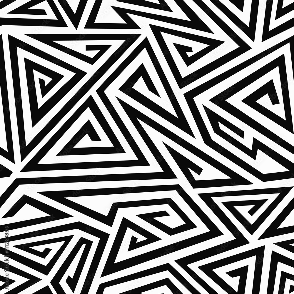 monochrome spiral triangle seamless pattern Stock Vector | Adobe Stock