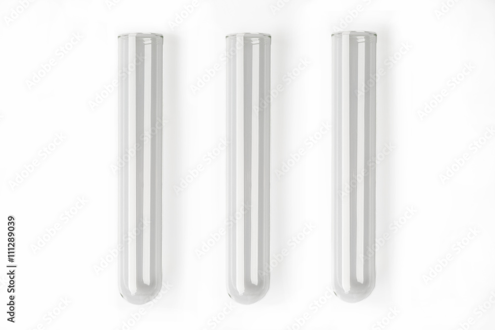Three glass transparent test tube on white background Stock Photo ...