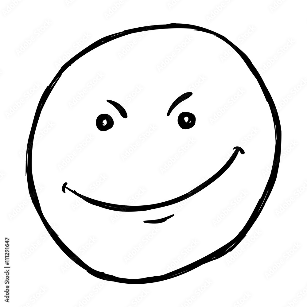 Vector Single Sketch Emoticon - Bad Smile Face Stock Vector | Adobe Stock