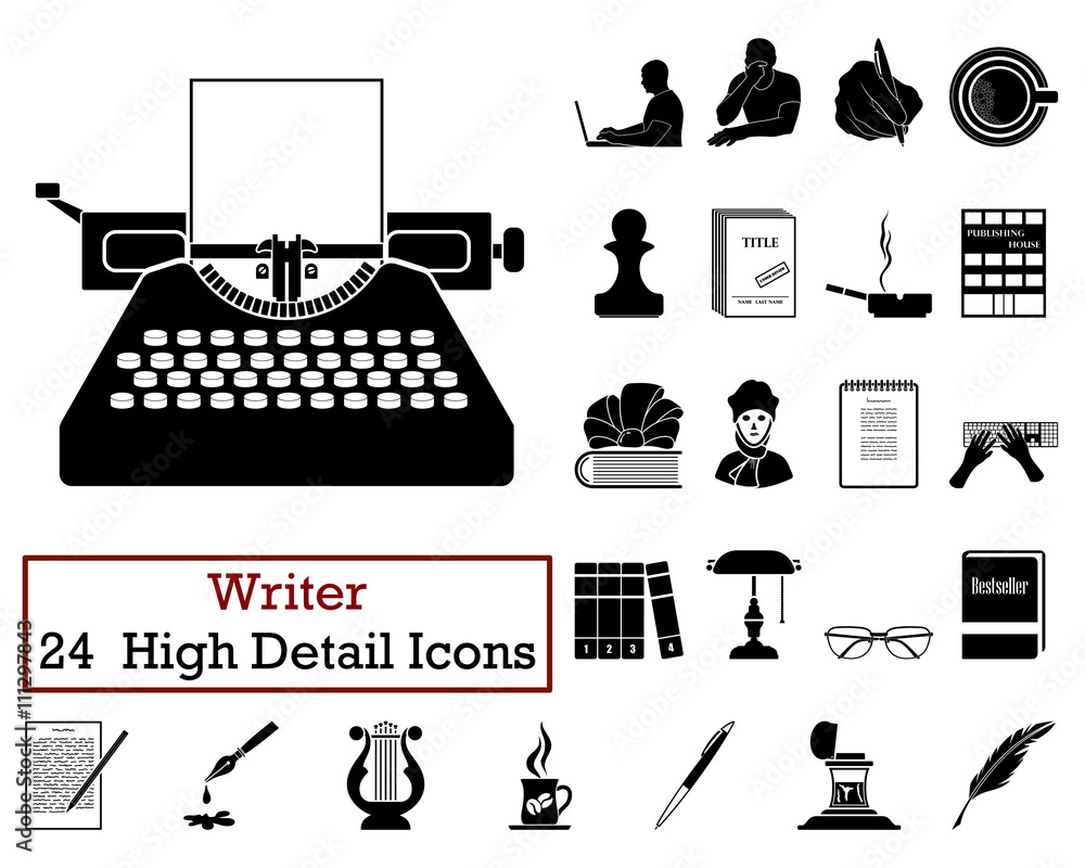 Set of 24 Writer Icons vector de Stock | Adobe Stock