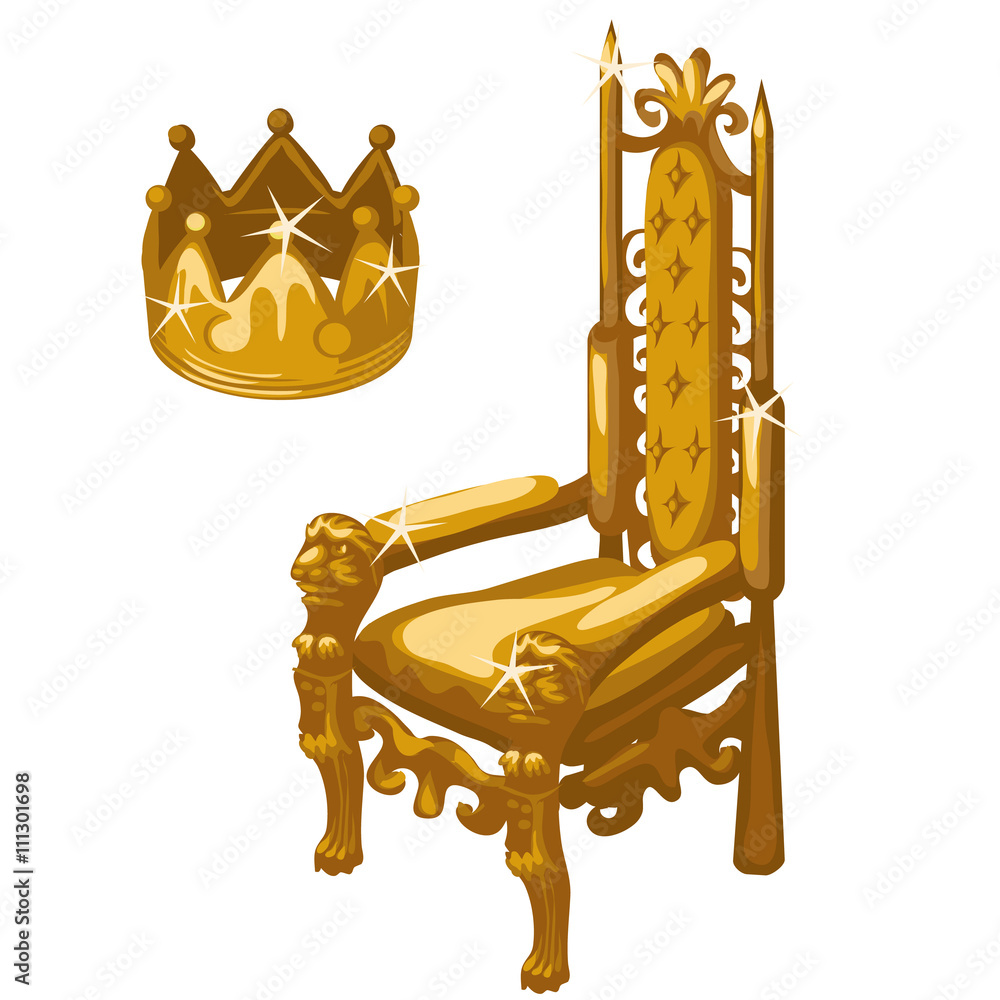 Gold Royal crown and throne, two vector items Stock Vector | Adobe Stock