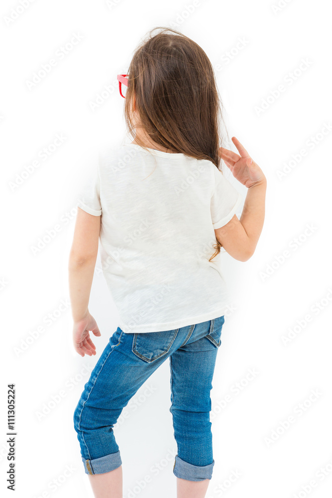 White t-shirt back kid no image. Catalog template. Young trendy look ...
