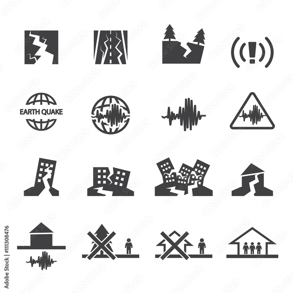 earthquake icons set Stock Vector | Adobe Stock